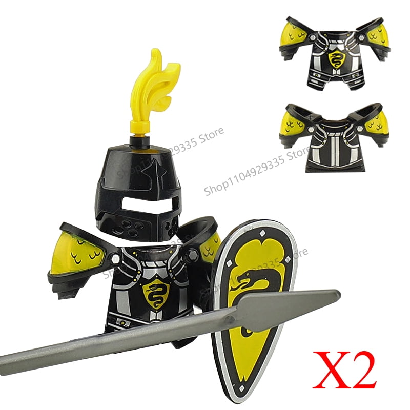 Medieval Military Soldiers Figures MOC Building Blocks Castle Black ...