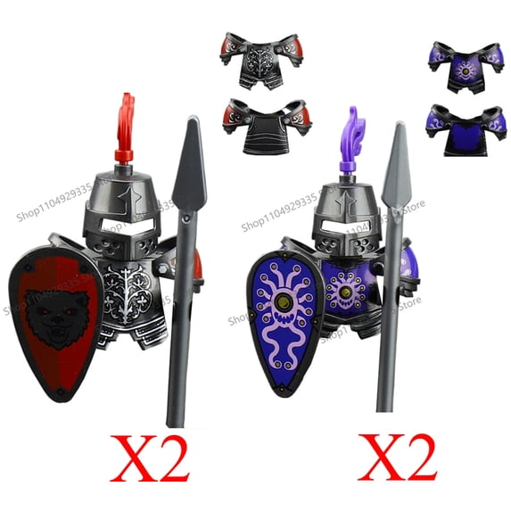 Medieval Military Soldiers Figures MOC Building Blocks Castle Black ...