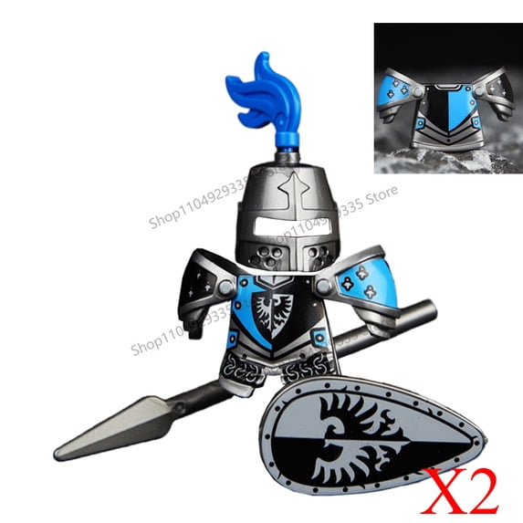 Medieval Military Soldiers Figures MOC Building Blocks Castle Black ...