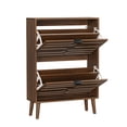 Medieval Modern Shoe Cabinet, 23.62" Walnut Finish Shoe Storage with 2 ...