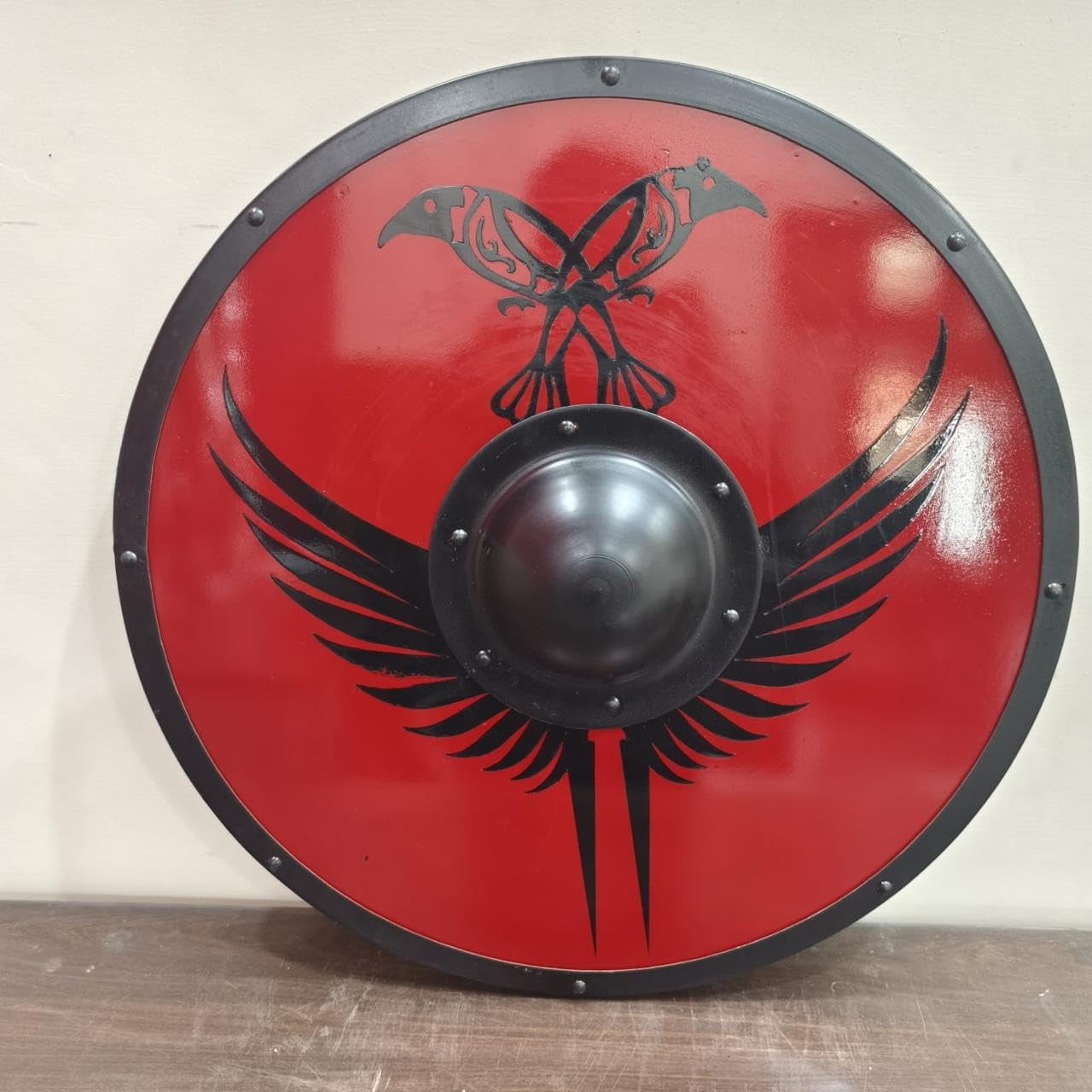Medieval Norse Viking Shield Wolf Design, Round Style Wall Decor ...