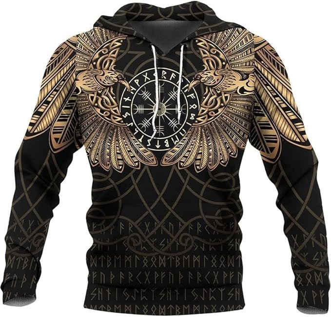 Medieval Novelty Harajuku Crow Celtic Knot Rune Compass Hoodie Norse ...
