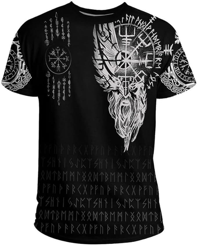 Medieval Novelty Harajuku Raven Rune Compass Odin Hoodie Norse Mythology 3D Full Body Printed ...