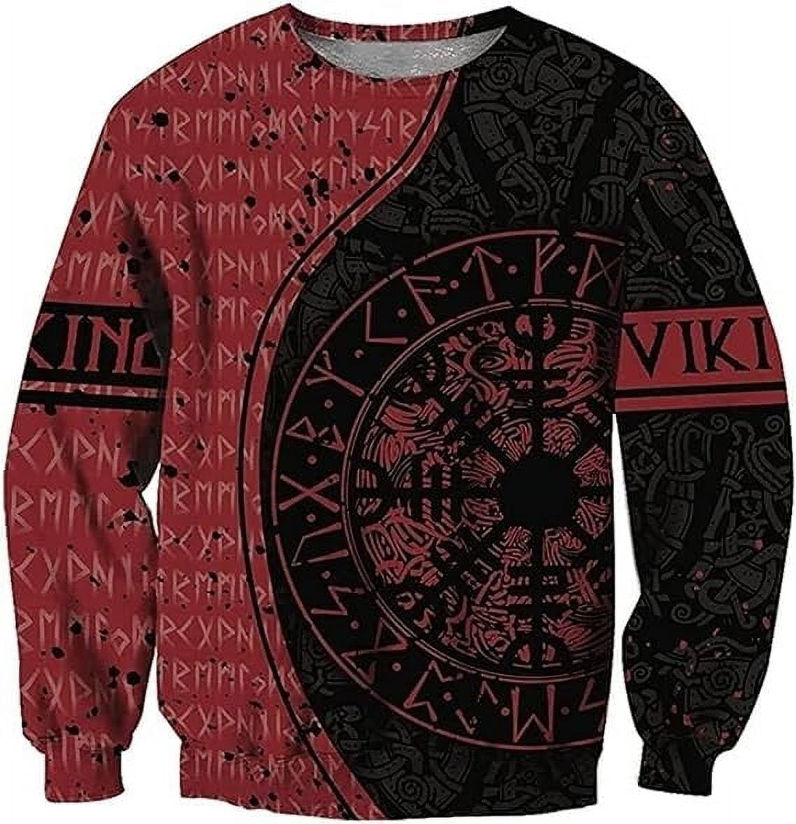 Medieval Novelty Harajuku Rune Viking Dragon Vegvisir Hoodie Norse Mythology 3D Full Body ...