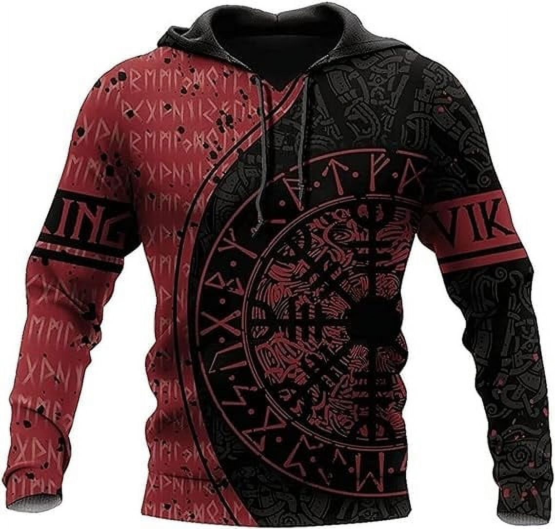 Medieval Novelty Harajuku Rune Viking Dragon Vegvisir Hoodie Norse Mythology 3D Full Body ...