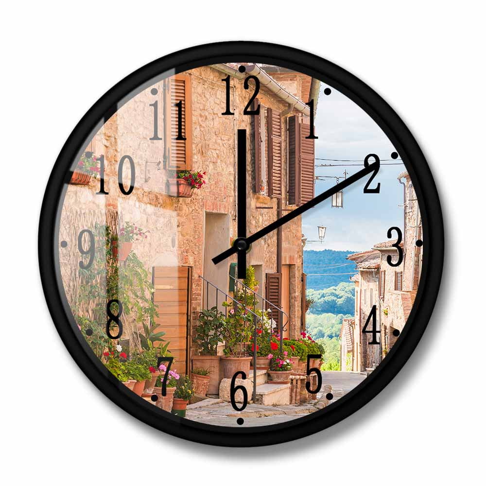 Medieval Old Town Tuscany Wall Clock Italian Architecture Home r ...