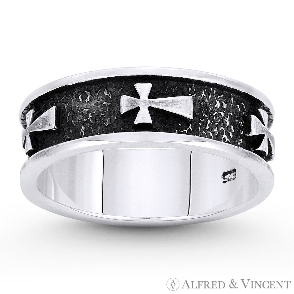 Medieval Pattée / Formée Cross 6mm Band in Oxidized .925 Sterling ...