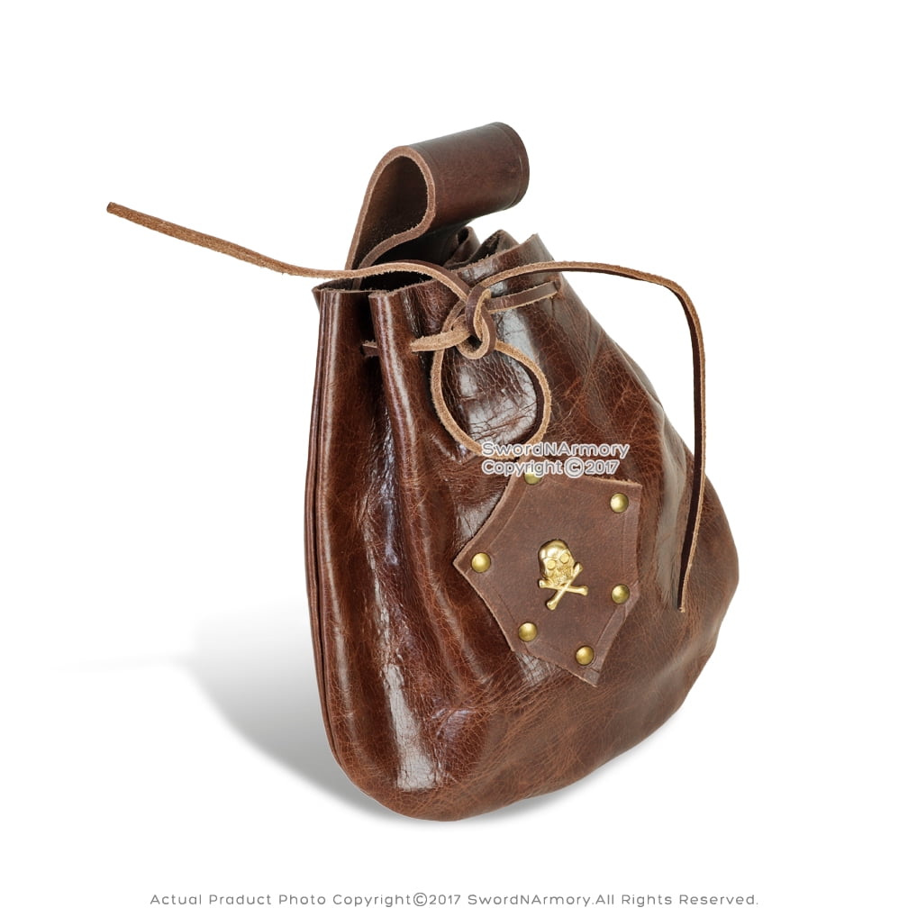 Medieval Pirate Leather Scallywag Handcrafted Costume Treasure Pouch ...