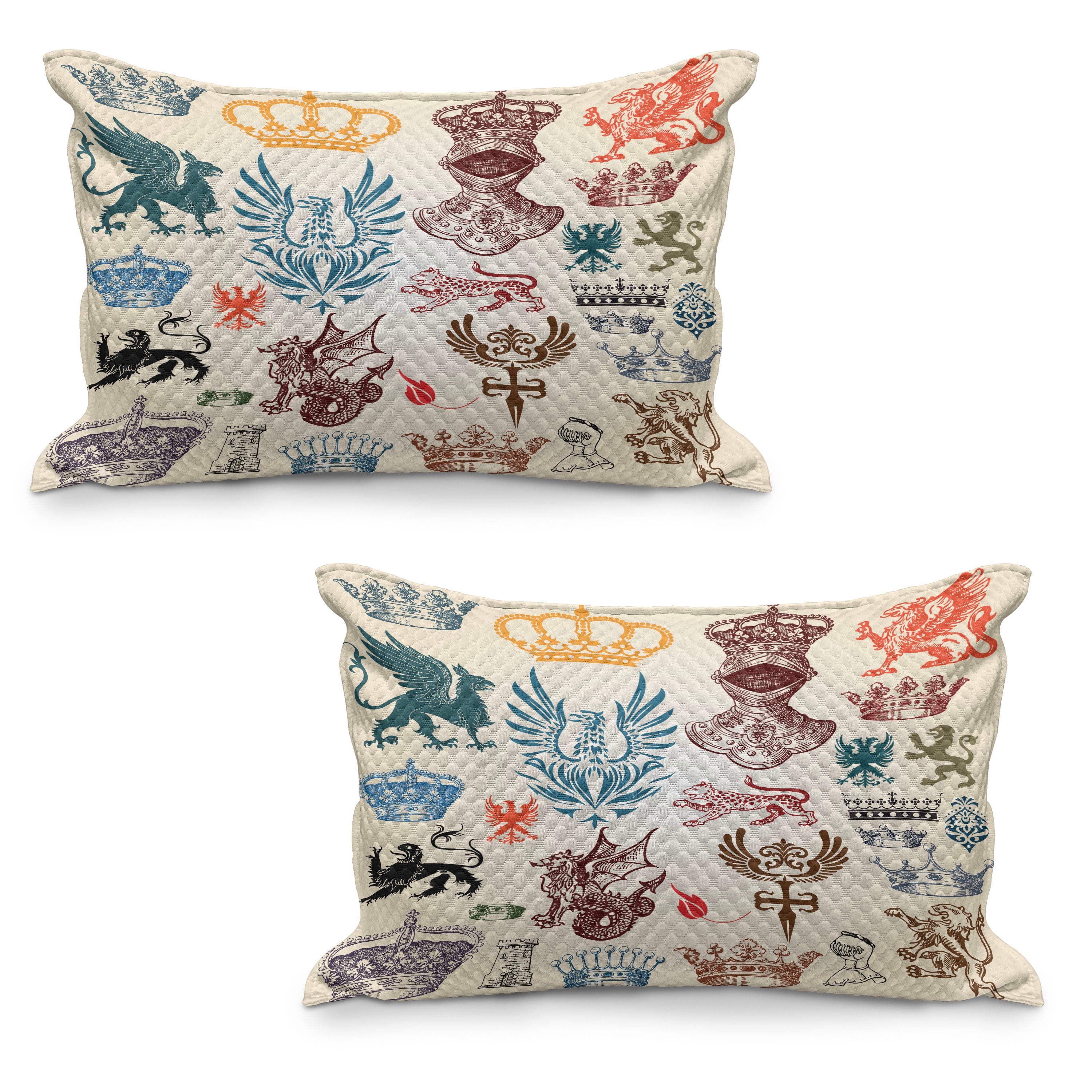 Medieval Quilted Pillowcover Set of 2, Medieval Renaissances Retro ...