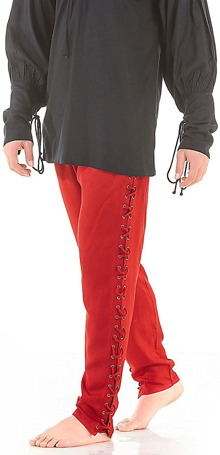 Medieval Renaissance Pirate Gothic Death Pants Costume C1071 [Red ...