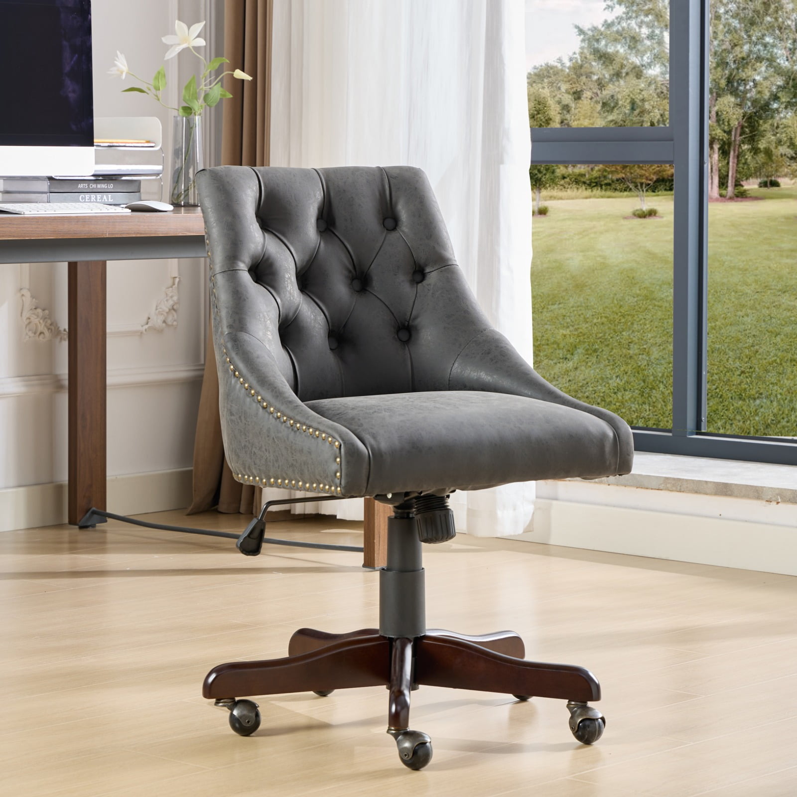 ,Medieval Retro Sle Sheepskin Pattern Fabric Home Office Chair with ...