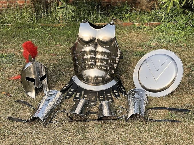 Medieval Roman Muscle Body Armor Cuirass Silver Costume - Walmart.com