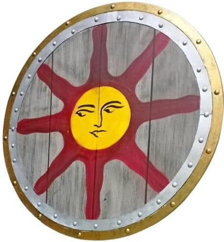 Medieval Round Shield Viking Shield Unique Sun Design Shield Wooden 24 ...