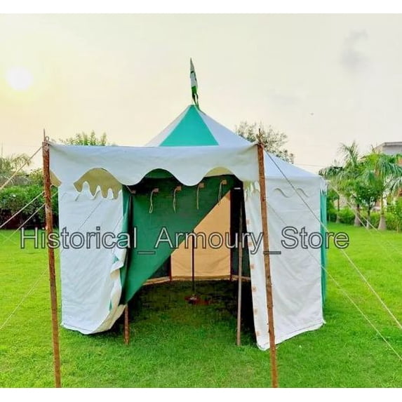 Medieval Round pavilion tent 3m White-emerald green waterproof camping ...