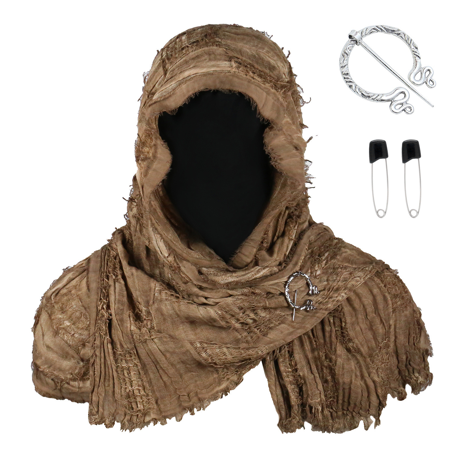 Medieval Scarf Cowl Men with Brooch,Vikinges Cowl Hooded Cloak ...