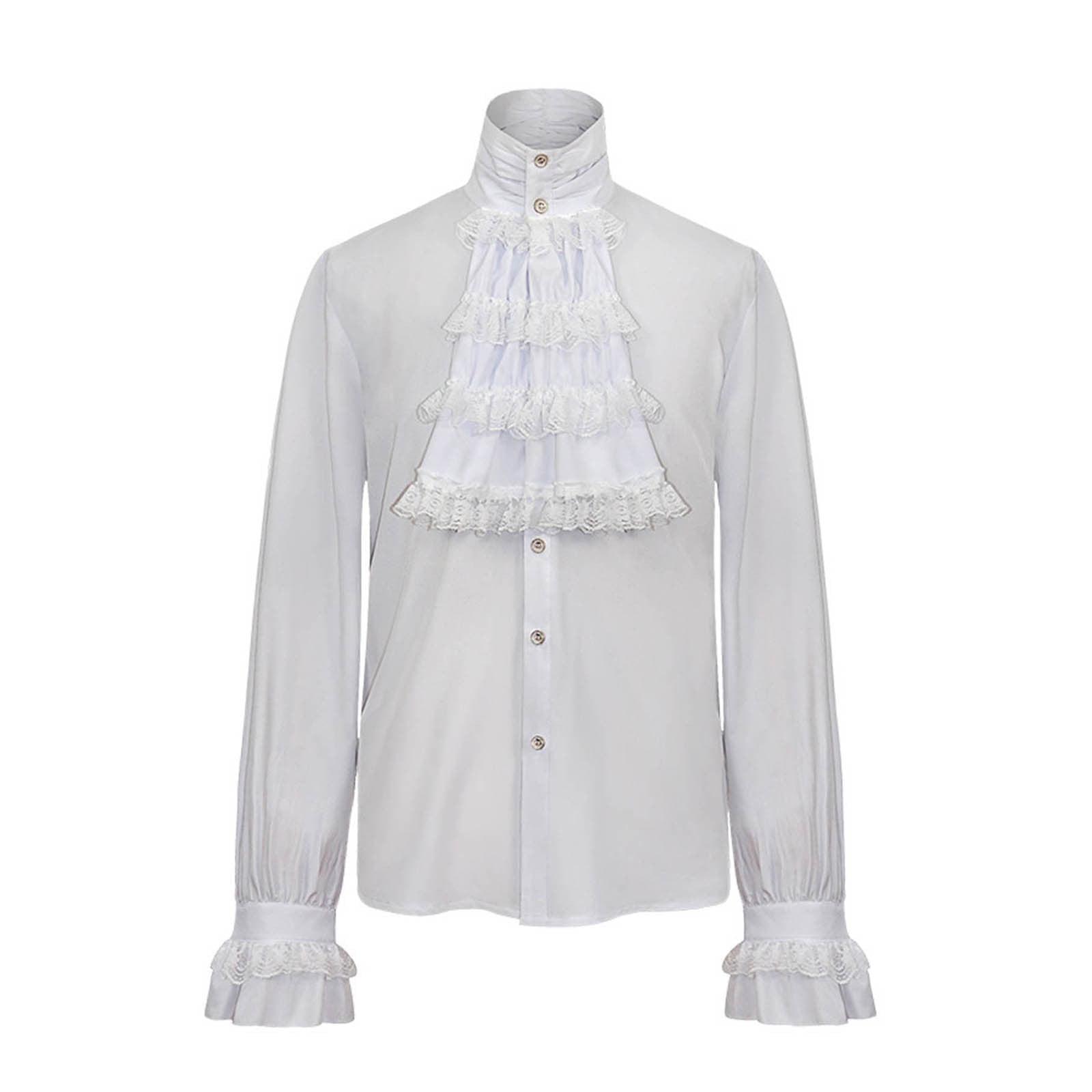 Medieval Shirt Men Long Sleeve Loose Fit Pleated Pirate Shirts Pullover ...