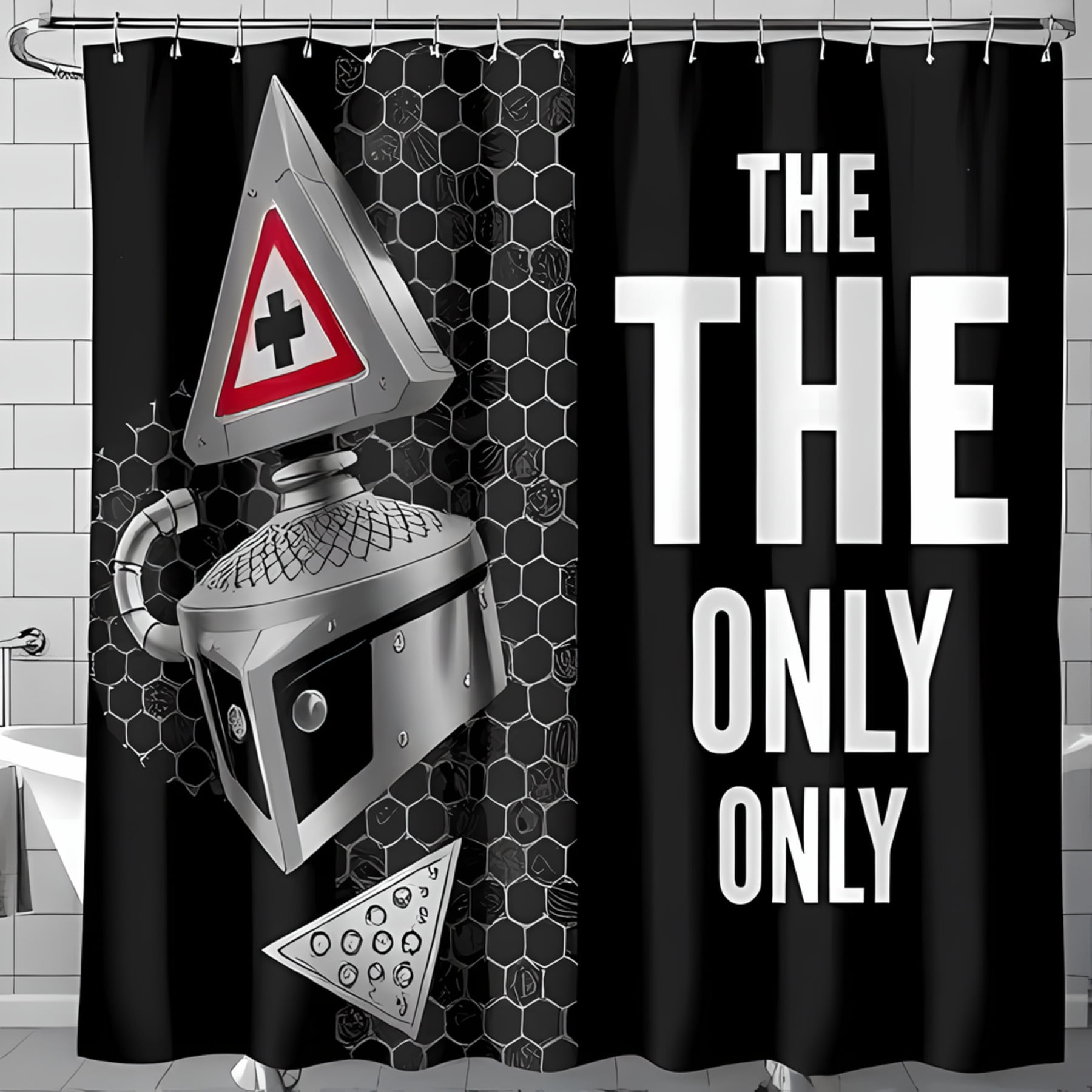 Medieval Shower Curtain with Pattern - Futuristic Design Black ...