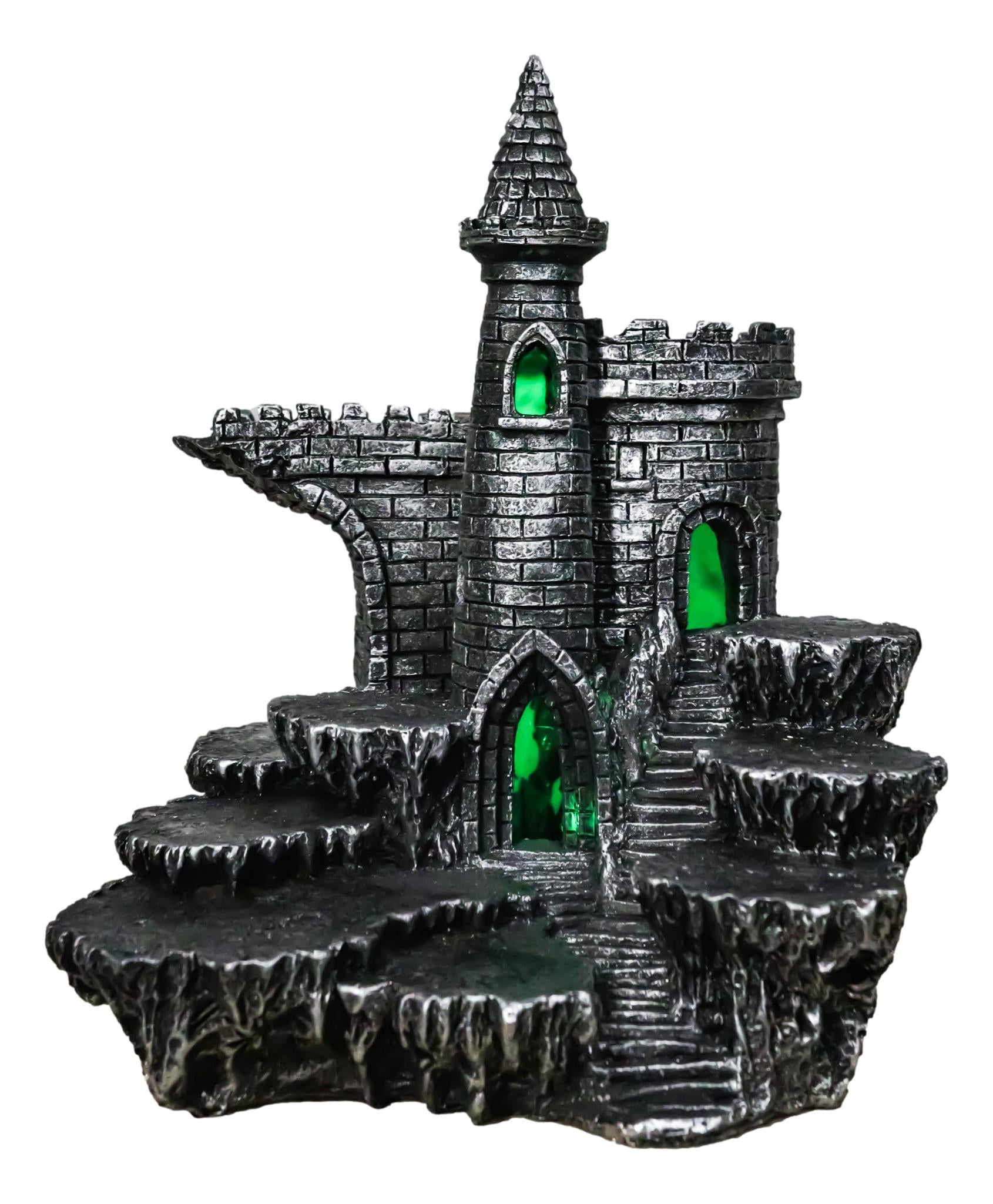 Medieval Stonewall Castle Fortress On Rock Steppes Display Stand W/ LED ...