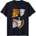Medieval Style Graphic T-Shirt with Four Crowned Heads Blue Tee ...