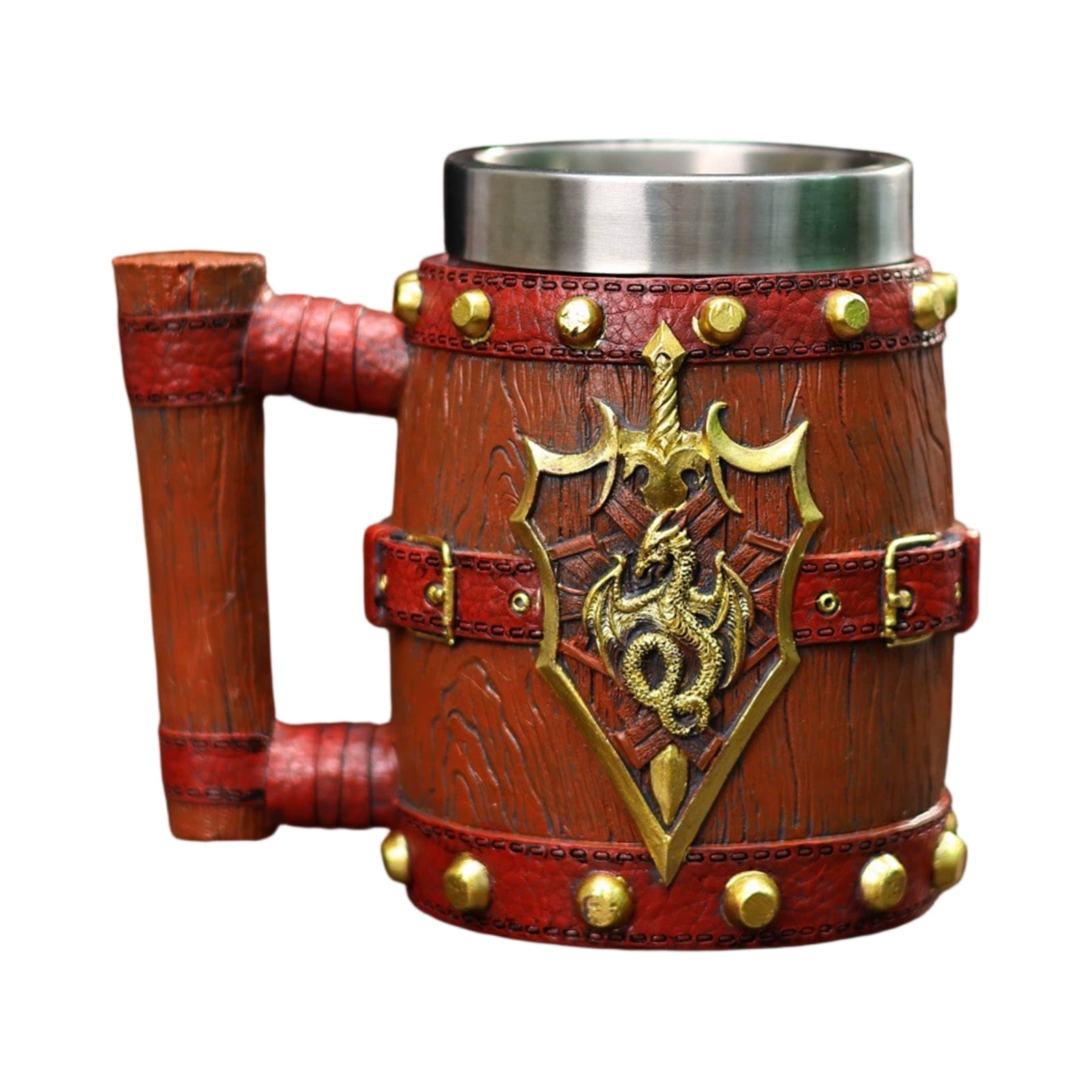 Medieval Style Stainless Steel Lined Tankard With Dragon Shield And ...