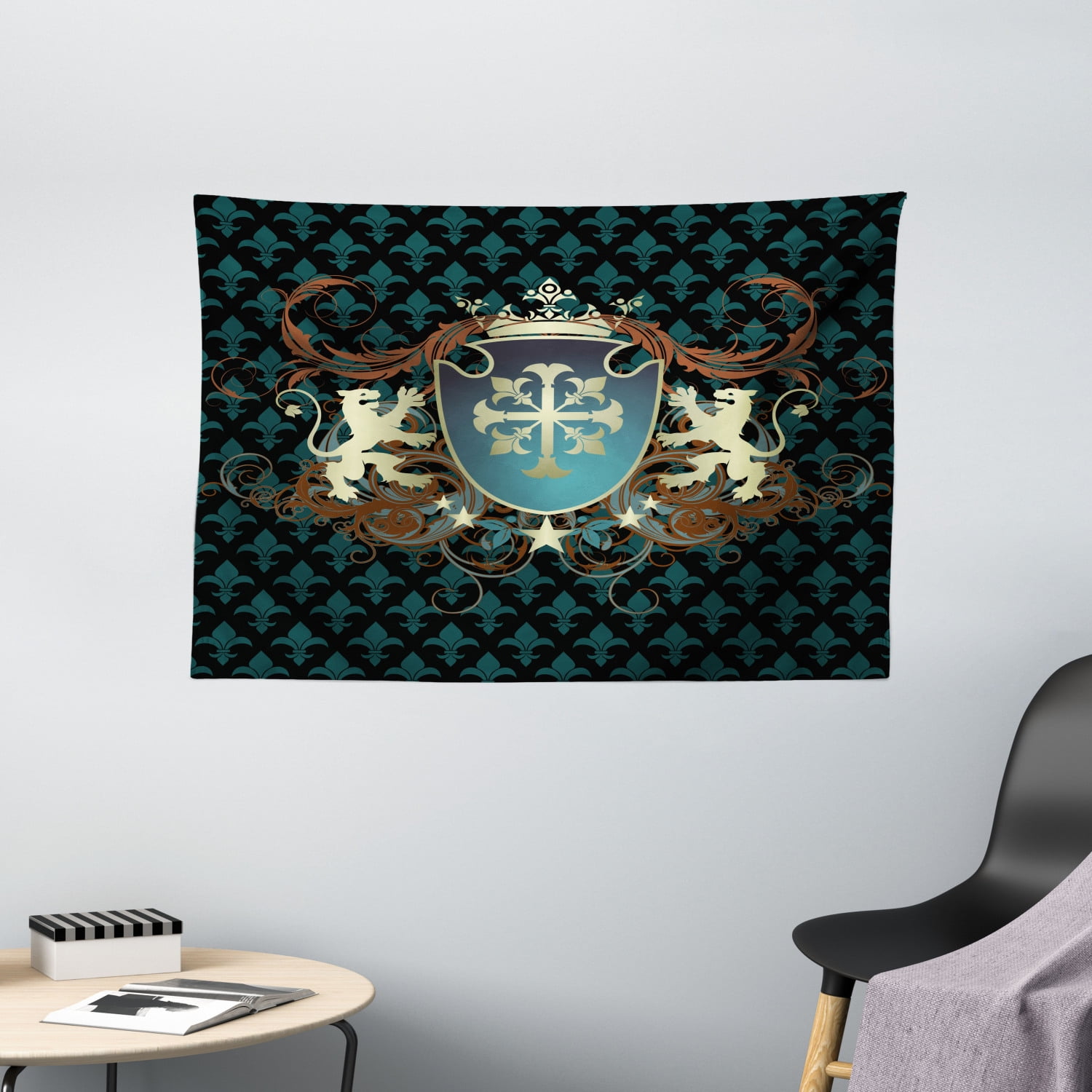 Medieval Tapestry, Heraldic Design of a Middle Ages Coat of Arms Cross ...