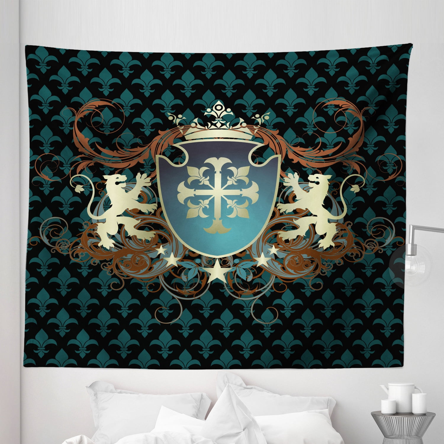 Medieval Tapestry, Heraldic Design from Middle Ages Coat of Arms Crown ...