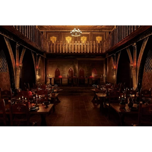 Medieval Tavern Photography Backdrop Rustic Eatery Wood Building Tables ...