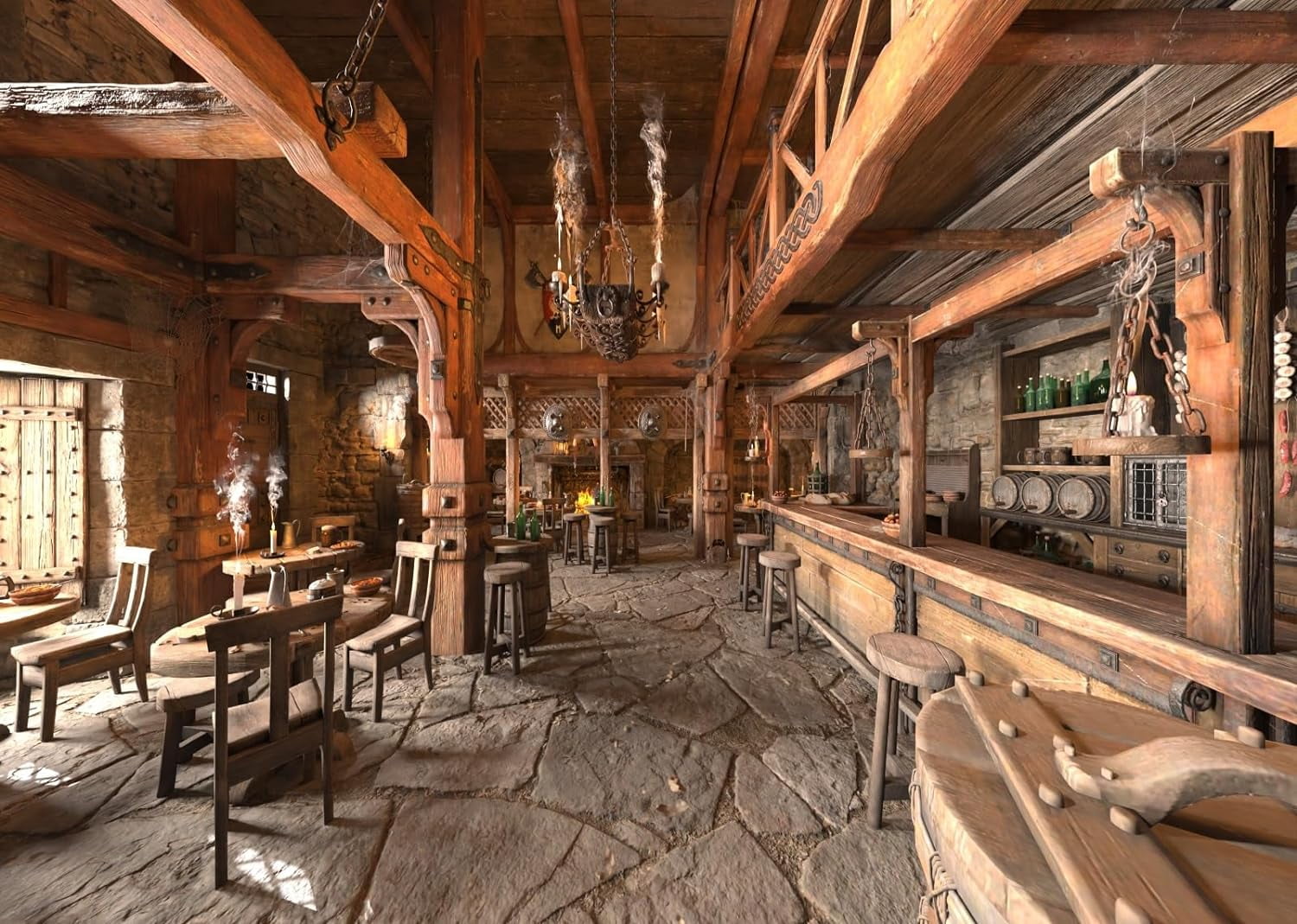 Medieval Tavern Photography Backdrop Vintage Tavern Inn Bar Counter ...