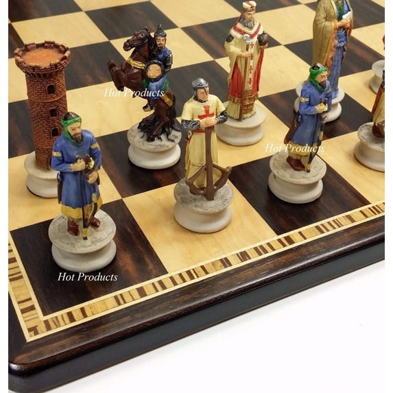 Medieval Times CRUSADE Arabian vs Christian Chess Set Ebony Maple Wood ...