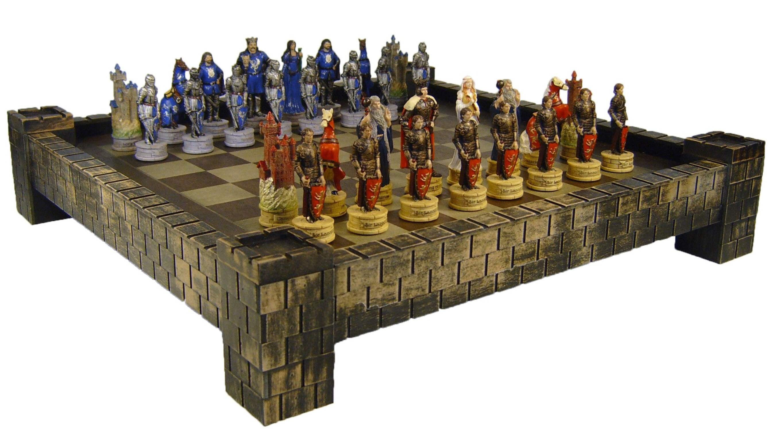 Medieval Times Camelot King Arthur / Sir Lancelot Knights Chess Set ...