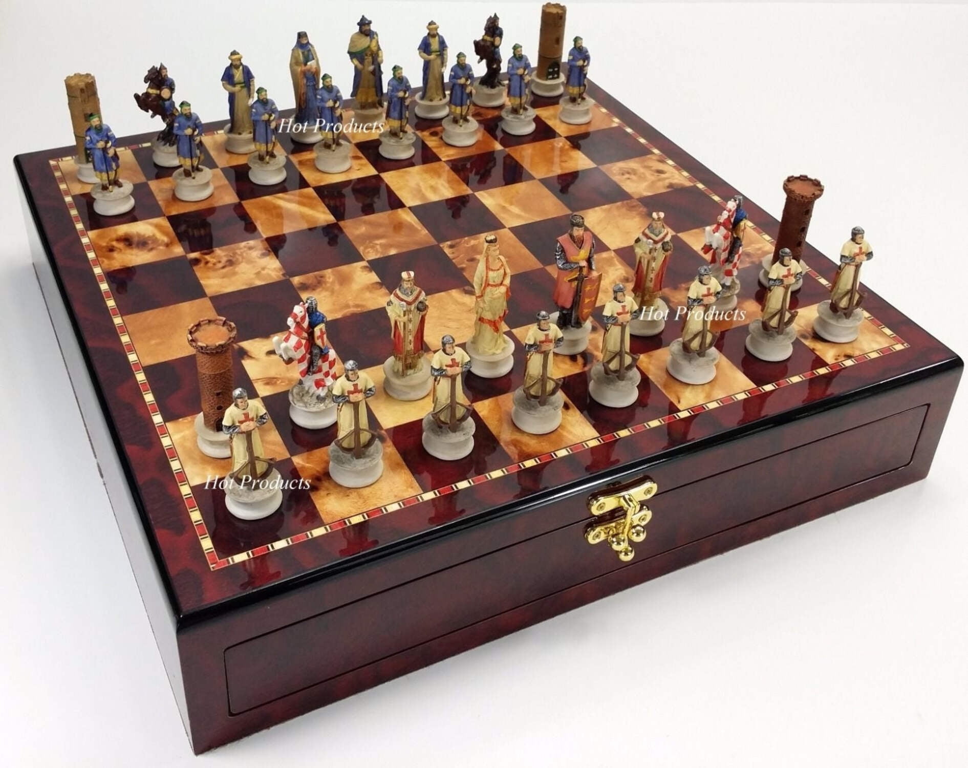Medieval Times Crusade Arabian v Christian Chess Set Cherry Color ...