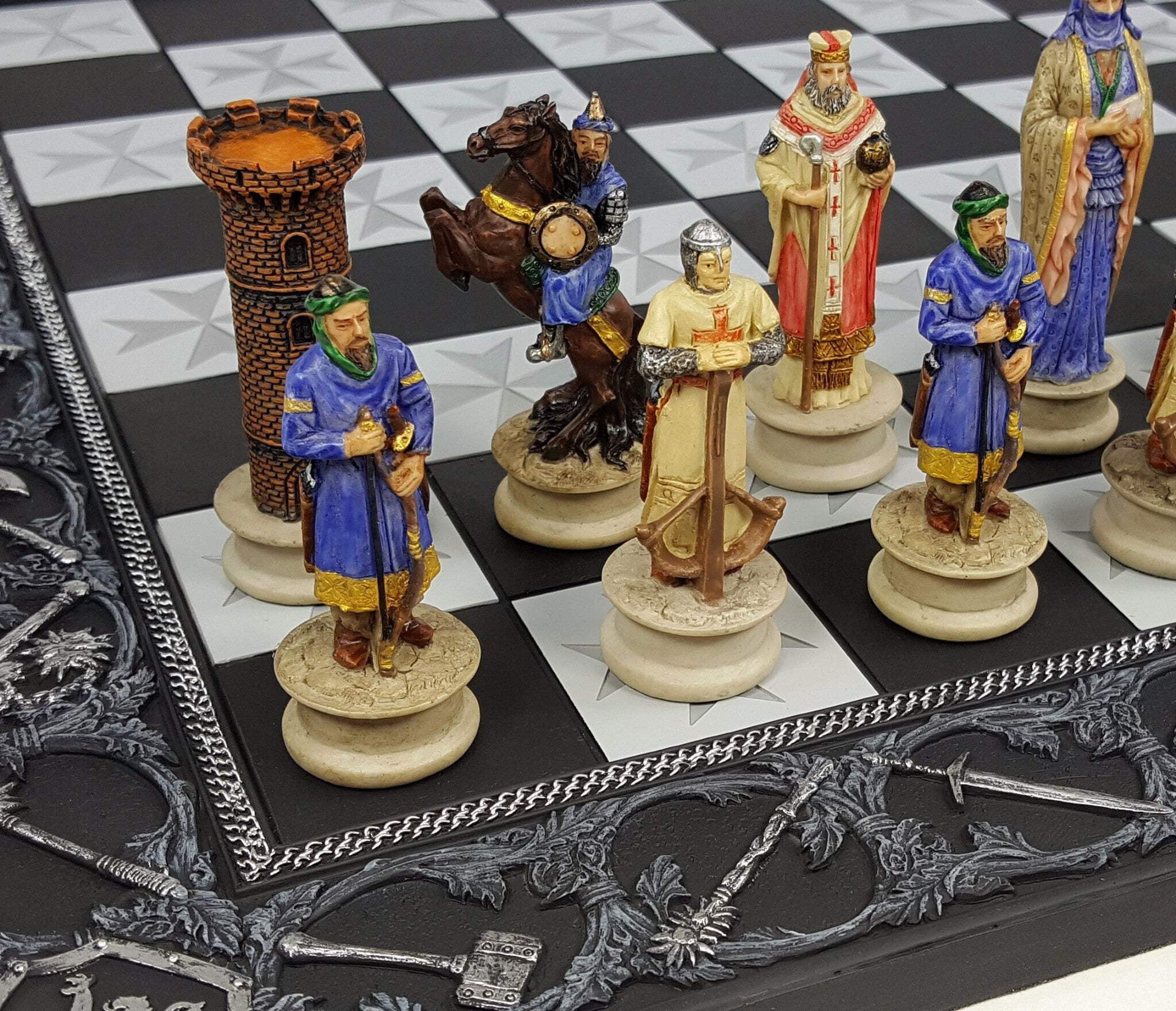 Medieval Times Crusades Arabian vs Christian Knights Chess Set 17 ...