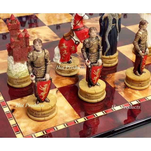Medieval Times Crusades King Arthur Camelot Knights Chess Set Cherry ...