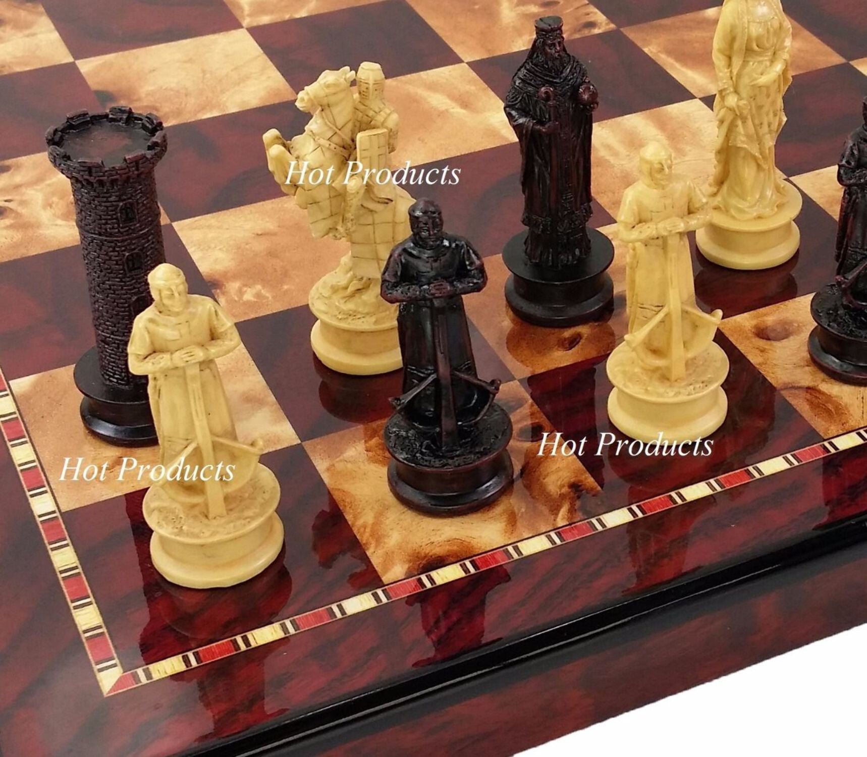 Medieval Times King Richard Chess Set, 18" Antique Color Wooden Board ...