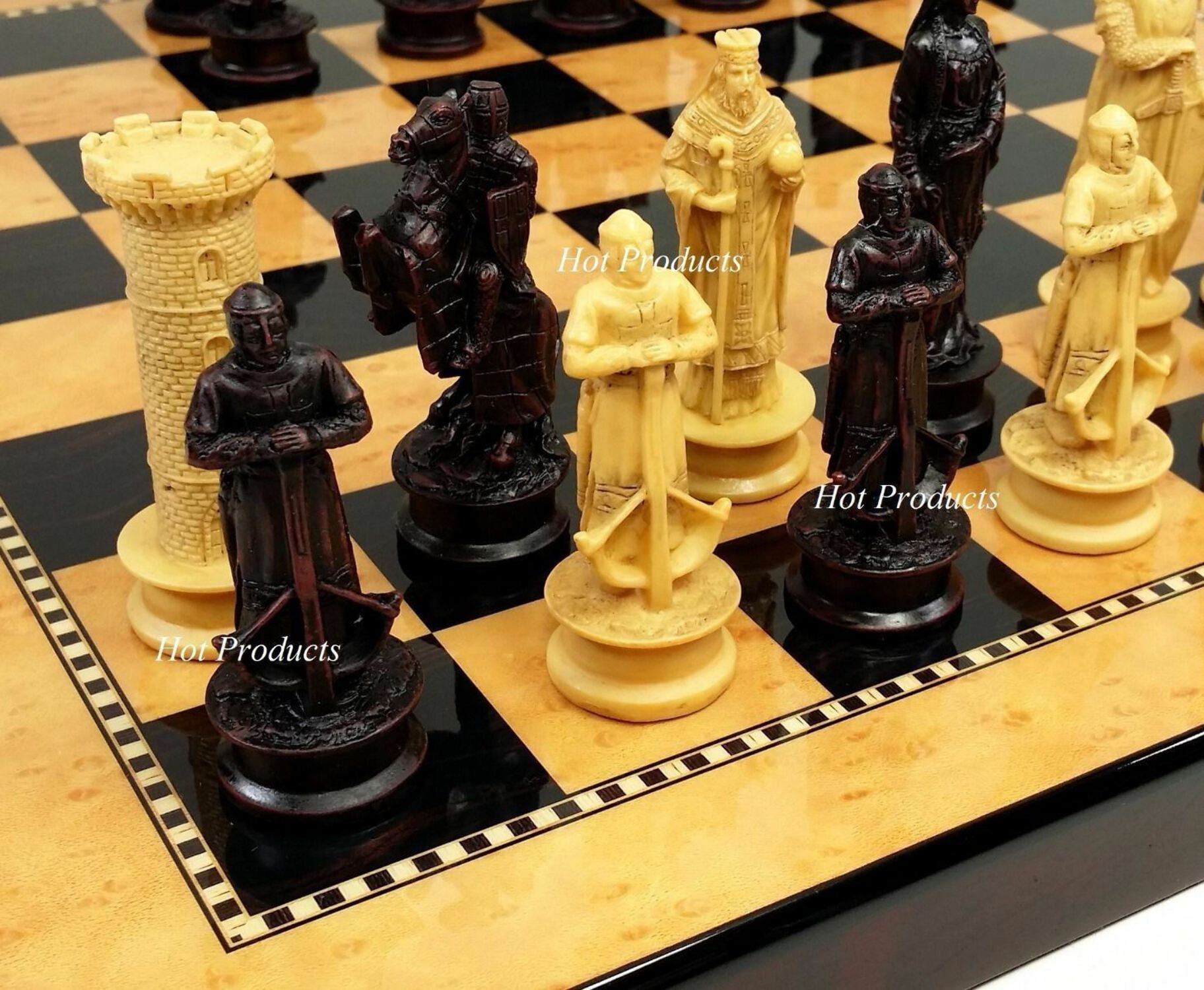 Medieval Times Crusades King Richard Chess Set Antique Color W/ 15 ...