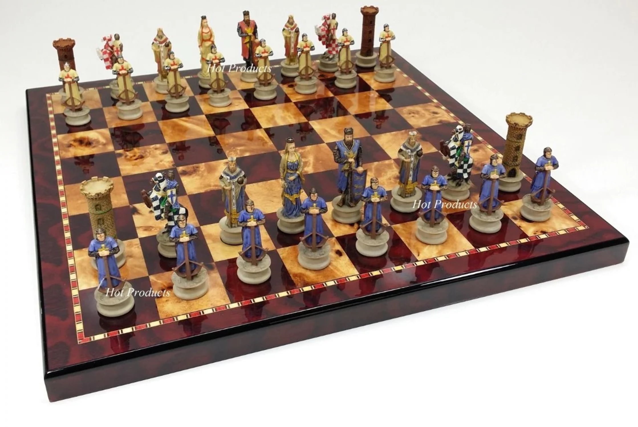 Medieval Times Crusades King Richard Knights Chess Set W/ 18" Cherry ...
