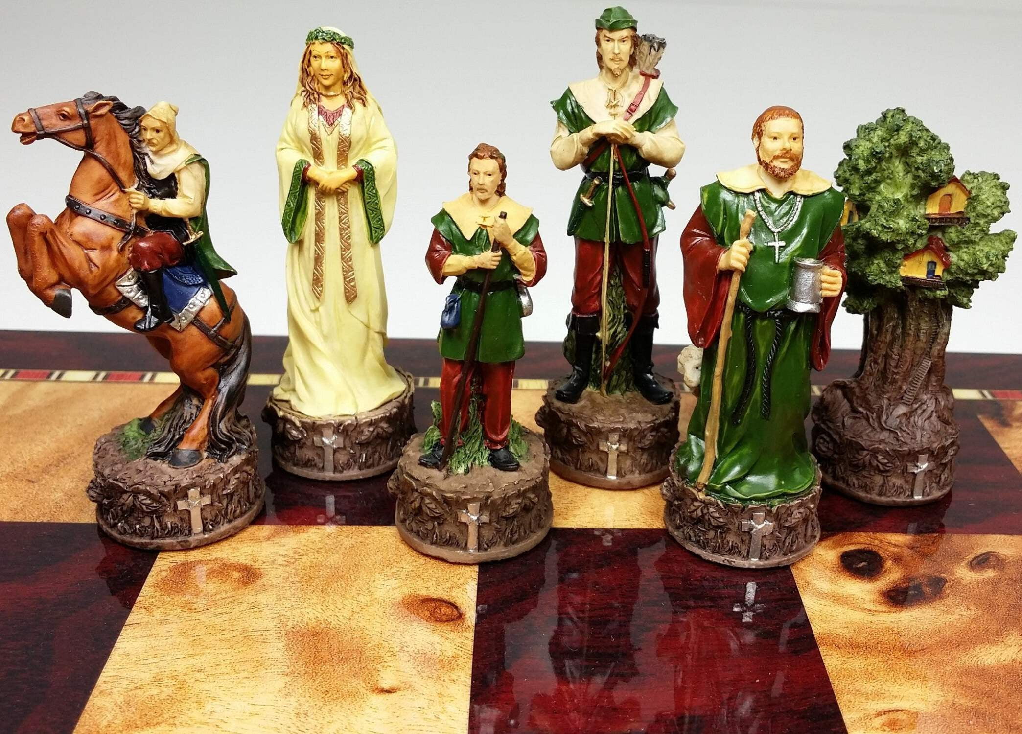 Medieval Times Robin Hood Hand Painted Chess Game Set, Solid Resin ...