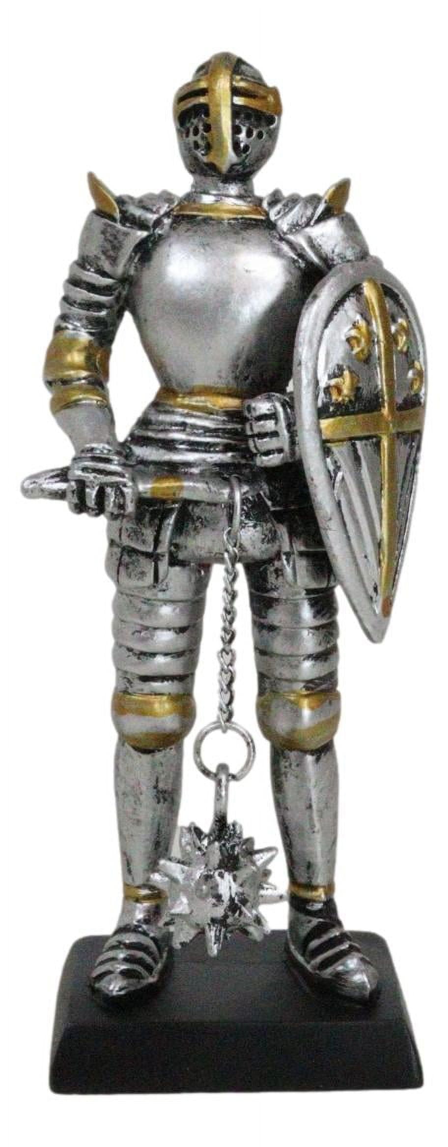 Medieval Valiant Knight Suit Of Armor Morning Star Club And Shield Mini ...