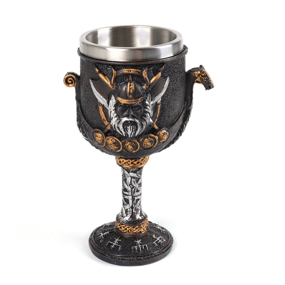 Medieval Viking Odin Wine Goblet - Viking Gifts for Men 7oz Stainless ...