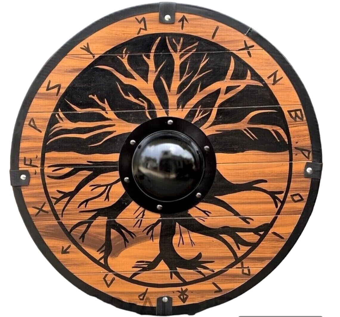 Medieval Vikings Era Shield 24" Shield Tree Designed Handmade Wooden ...