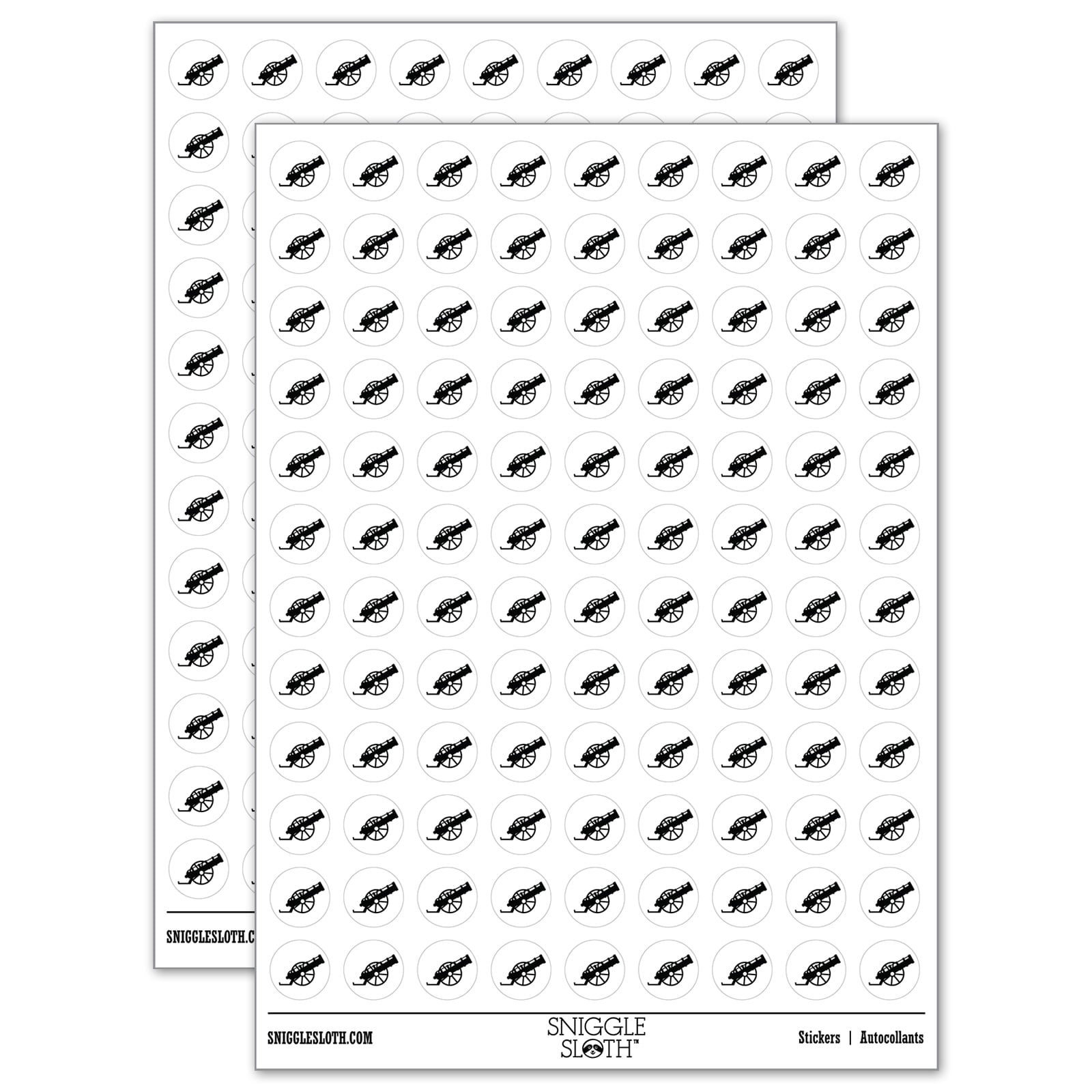 Medieval War Cannon 200+ Round Stickers - White - Gloss Finish - 0.50 ...