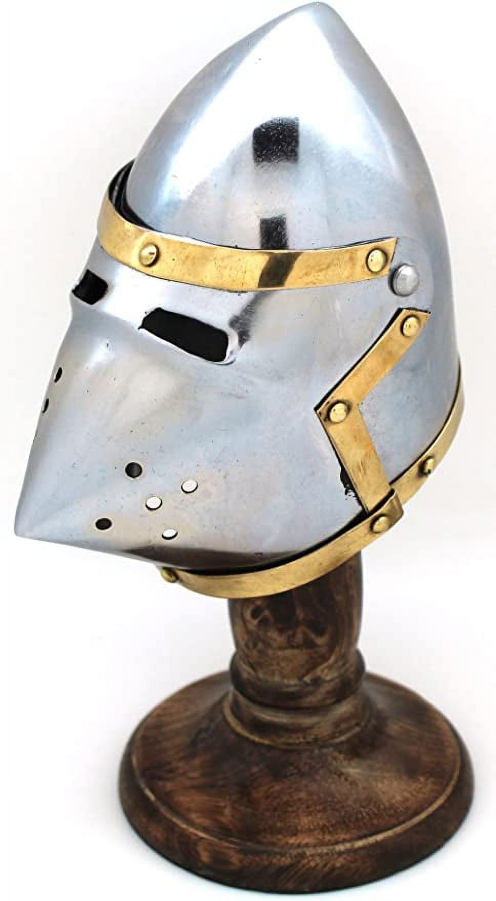 Medieval Warrior 18 Gauge Steel Miniature Display Helmet with Helmet ...