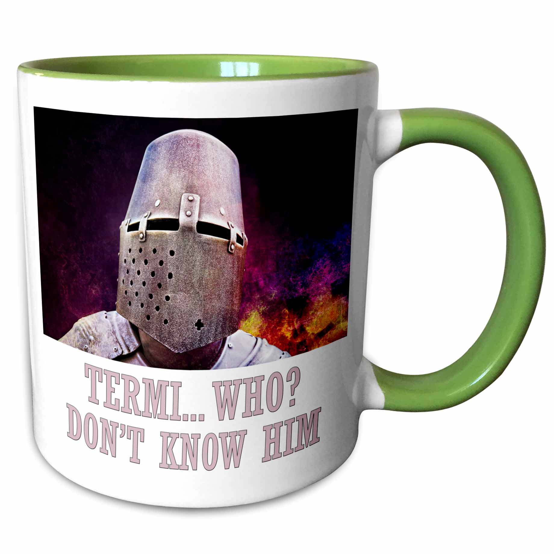 Medieval knight helmet and armor on white. Termi who 11oz Two-Tone ...