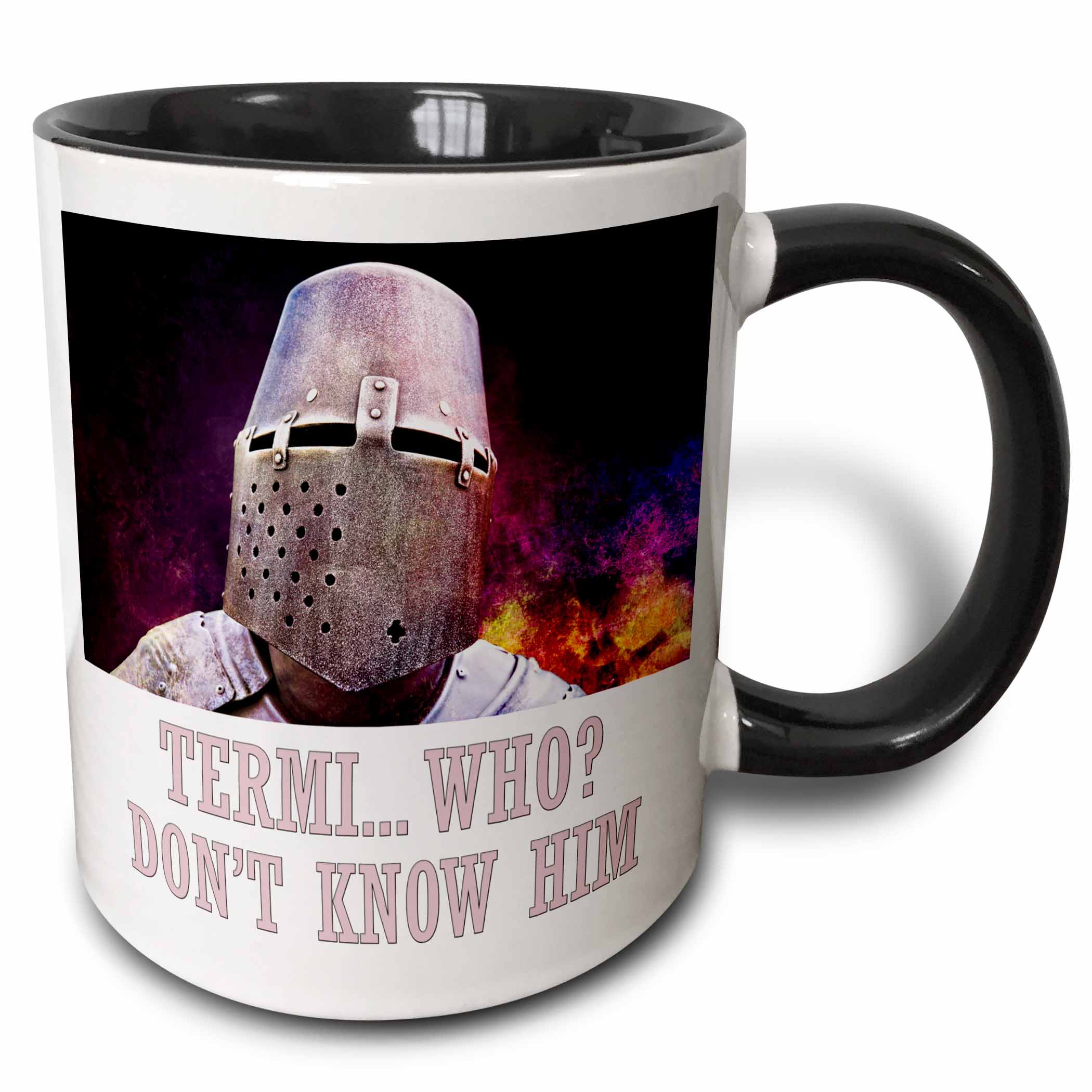 Medieval knight helmet and armor on white. Termi who 15oz Two-Tone ...