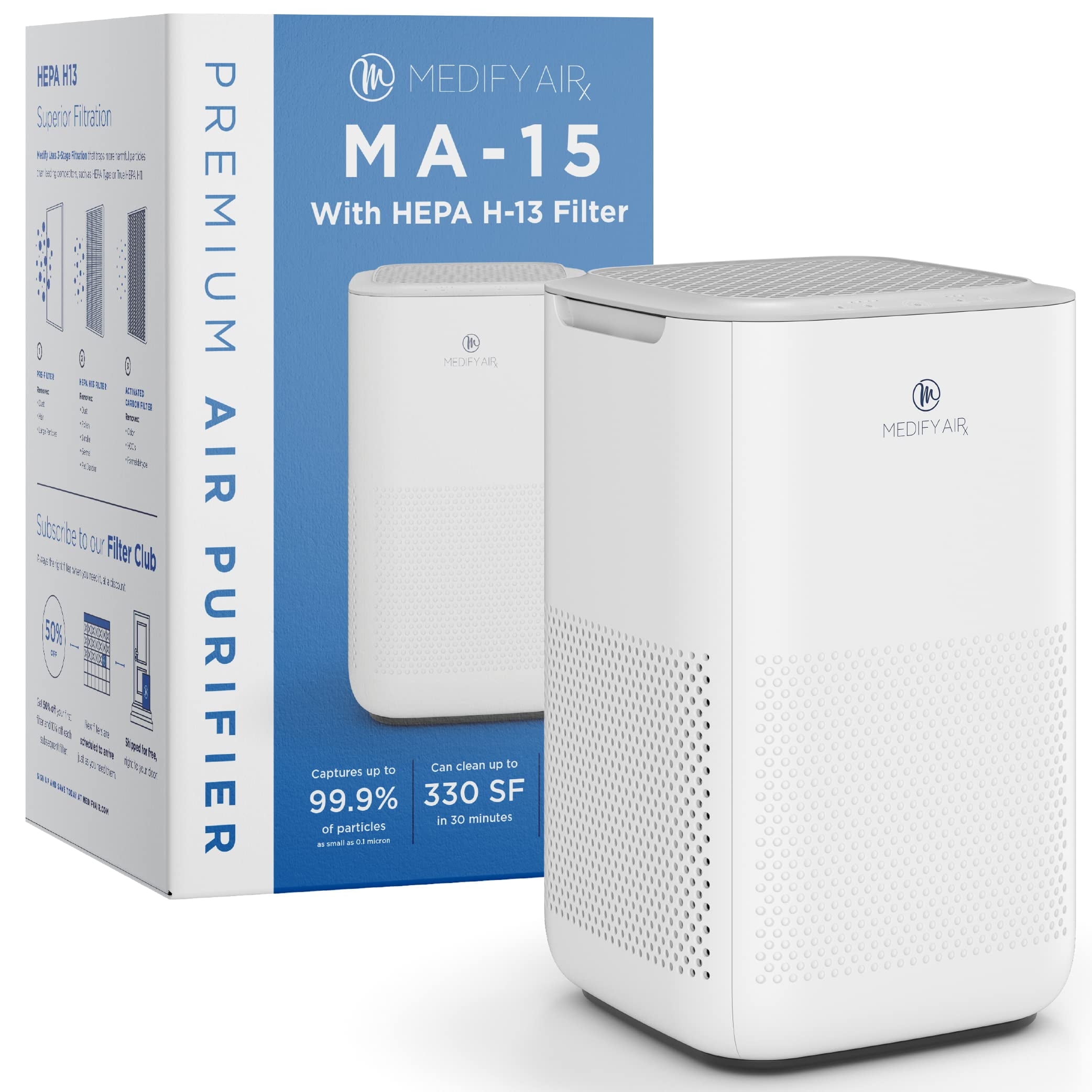 Medify Air MA 15 Advanced HEPA H13 Purifier 330 Sq ft for Smoke White 1 Pack Walmart