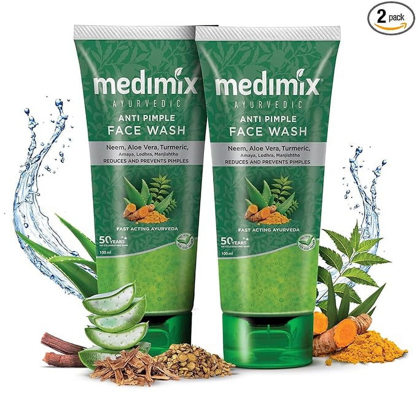 Medimix Ayurvedic Anti Pimple Face Wash 100ml (Combo pack of 2) | With ...