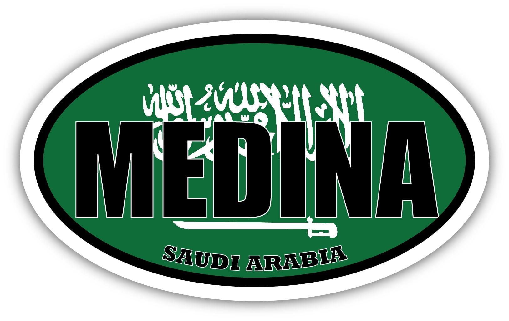 Medina Saudi Arabia Flag Oval Decal Vinyl Bumper Sticker 3x5 inches ...