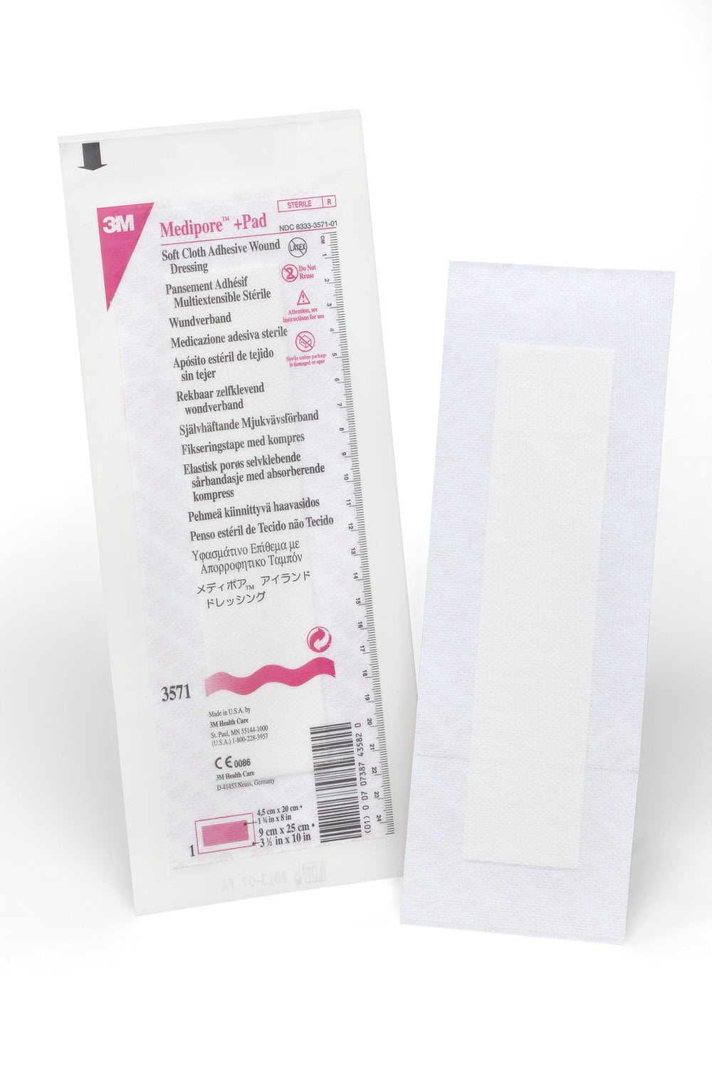 Medipore Adhesive Dressing 3-1/2 X 10 Inch Soft Cloth Rectangle White ...
