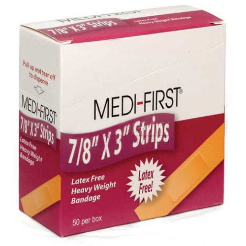 Medi-First Strip Bandages,3"x7/8",Fabric,PK50 61450 - Walmart.com