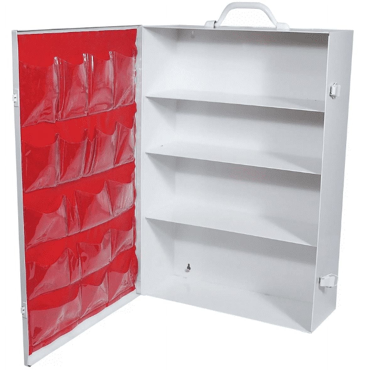 Medique Empty Four Shelf Cabinet with Door Pouch First Aid Metal ...